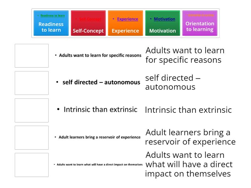 Adult learning - Match up