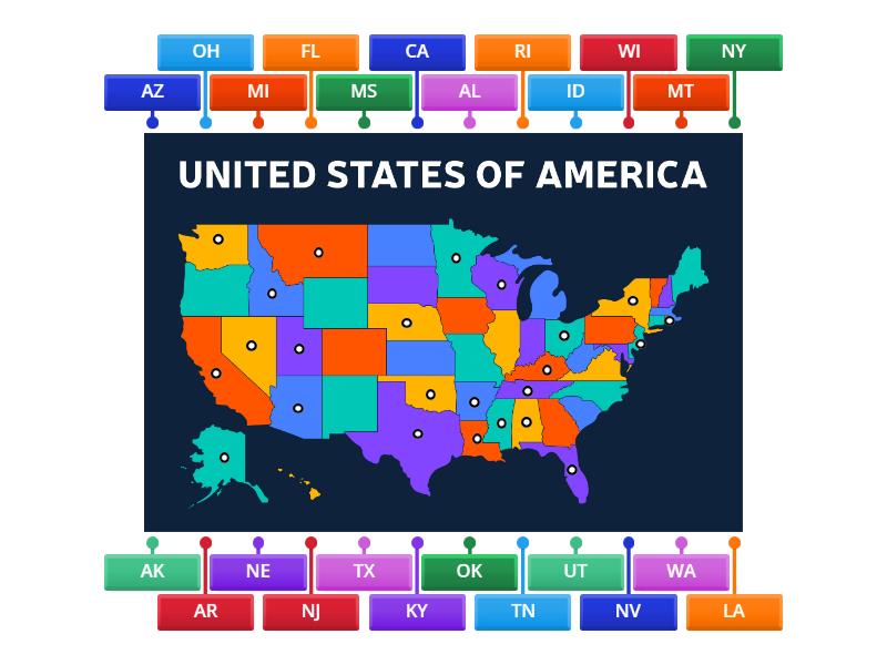 State Abbreviations - Labelled diagram