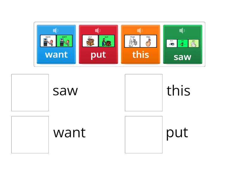 Unit 10 Day 3 Sight Word Match AAC Icons - Match up
