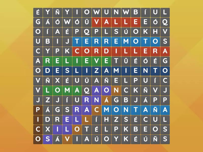 Las formas de la tierra - Sopa de letras