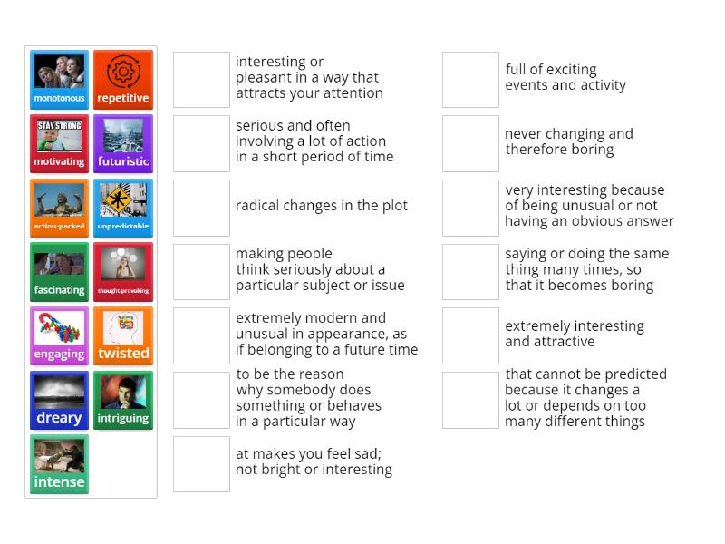 Adjectives describing books - Match up
