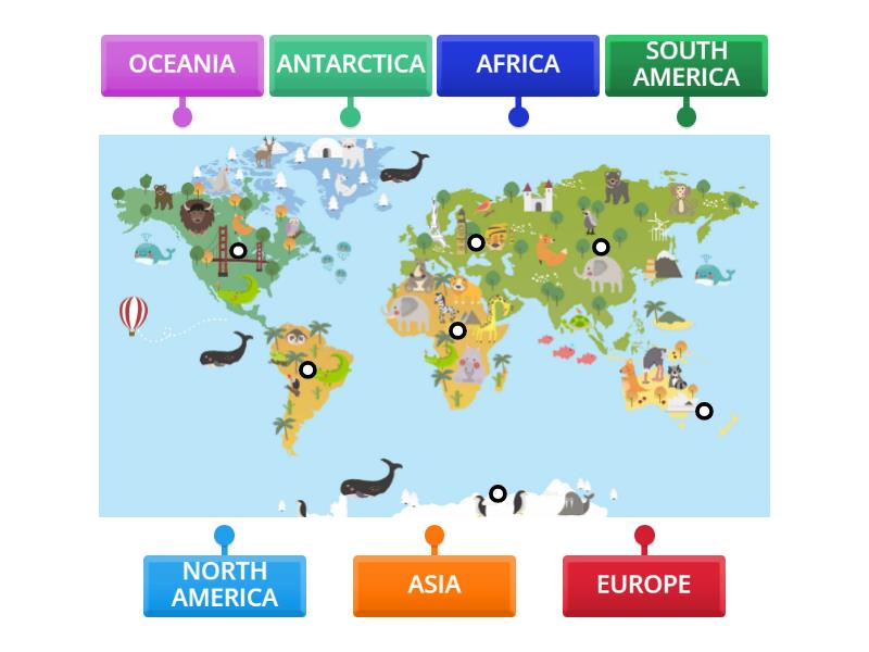 MATCH THE CONTINENTS - Labelled diagram