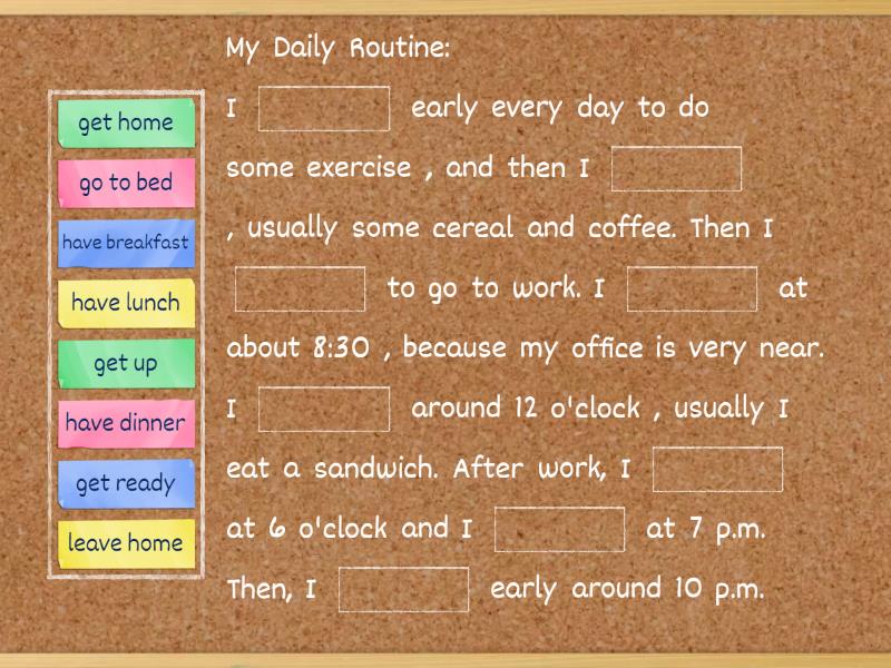 A1. Daily Routines: Verb phrases / Adverbs of frequency - Complete the ...