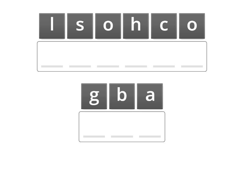 School objects - Anagram