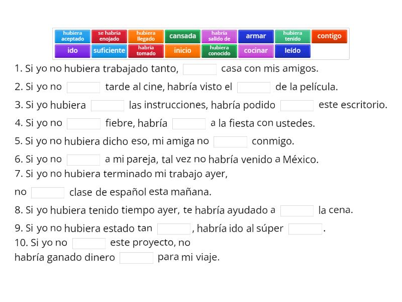 Si yo no hubiera... :-( - Complete the sentence