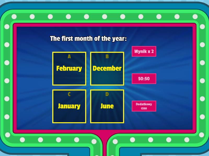 Calendar - Gameshow quiz