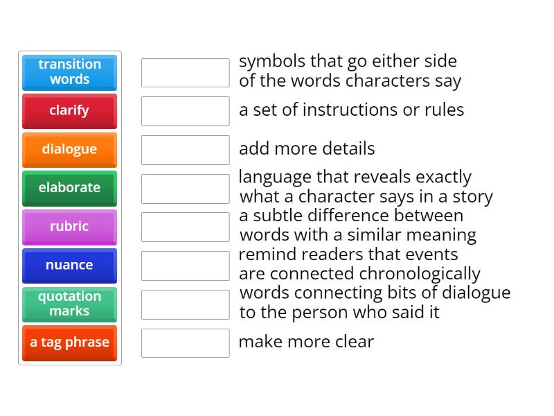 JH English 7 - Look Again review - Match up
