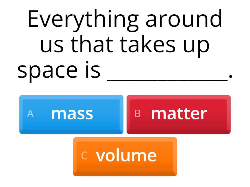 Matter Mass Volume Quiz