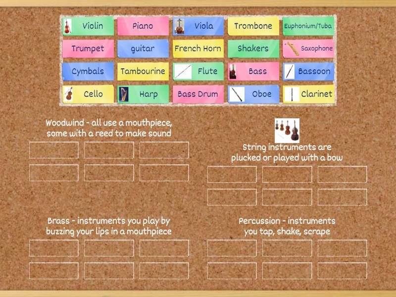 Instrument Family Sorting Game - Group sort