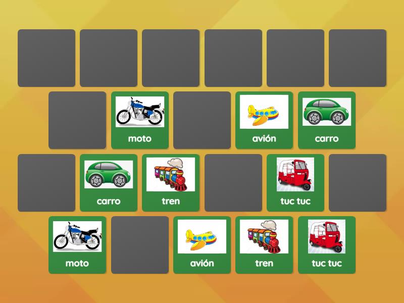 Juego de memoria MEDIOS DE TRANSPORTE - Parejas