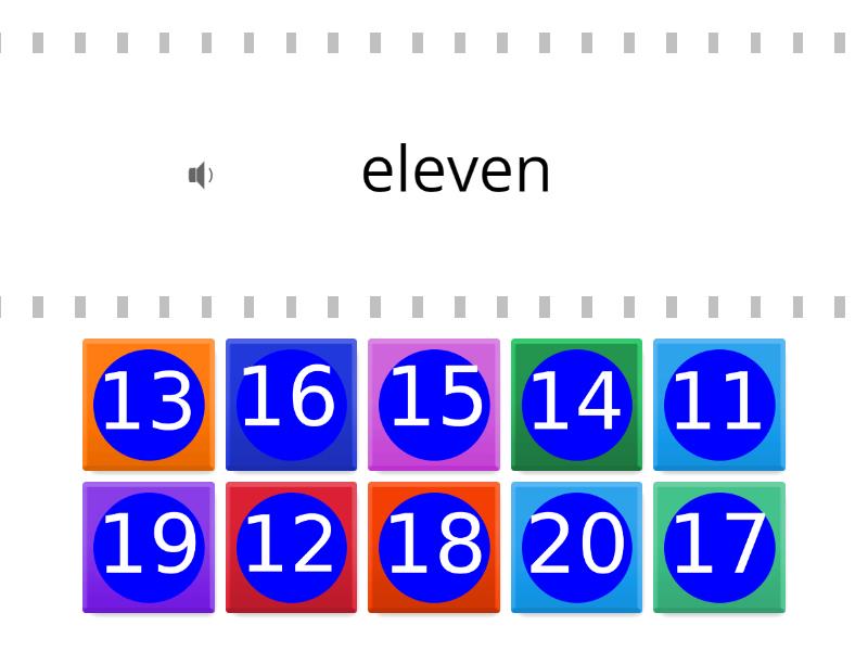 Matching Numbers 1-20 - Find the match