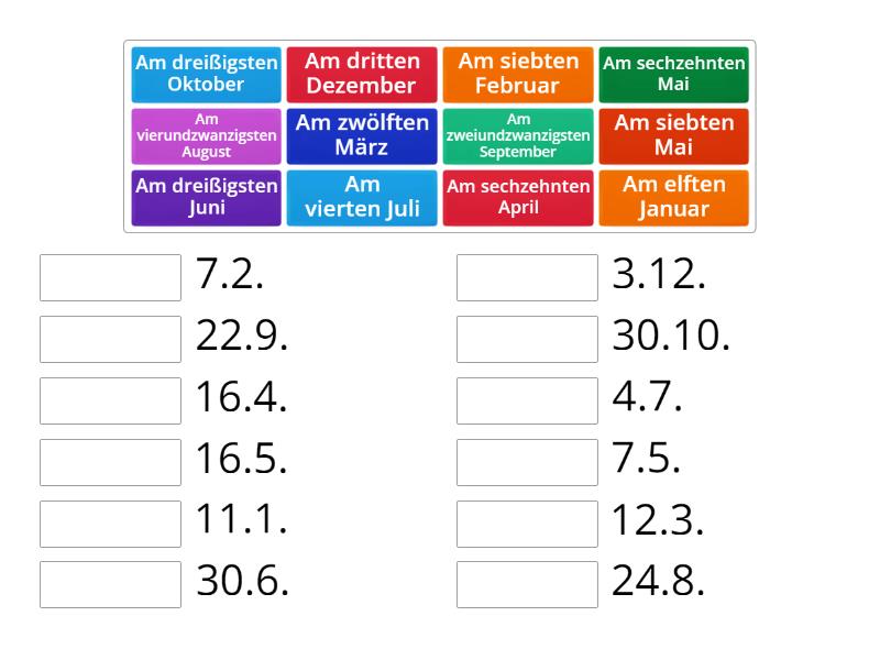 Ordinalzahlen - Match up