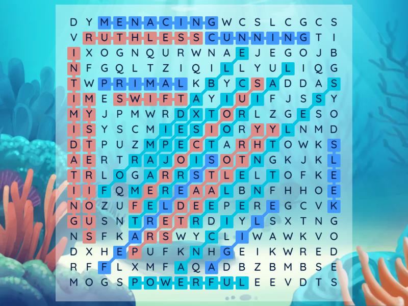 Shark Adjectives - Wordsearch