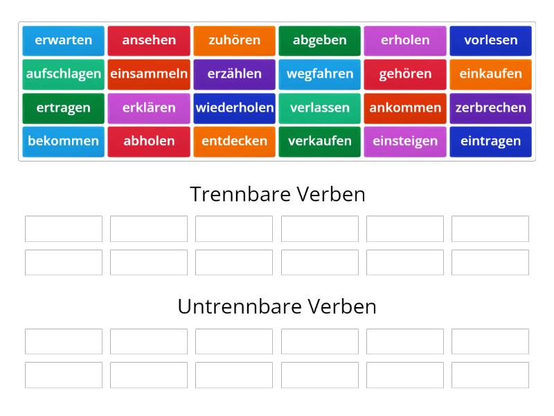 Erkennst du die trennbaren Verben?! - Group sort