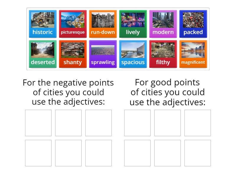 Adjectives to describe city - Ordenar por grupo