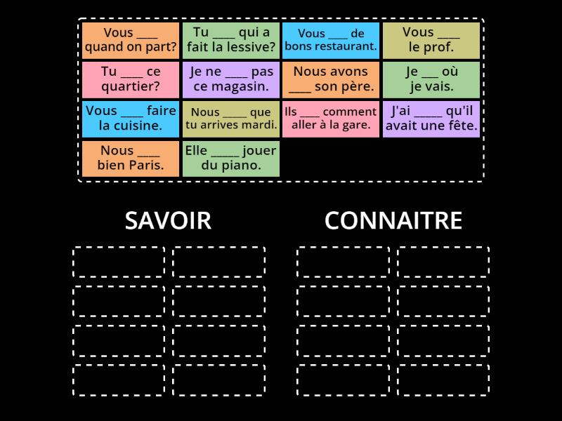 SAVOIR VS CONNAITRE - Групповая сортировка