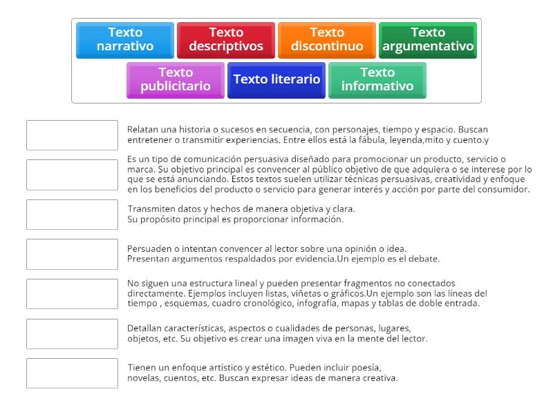 Tipos de textos - Match up