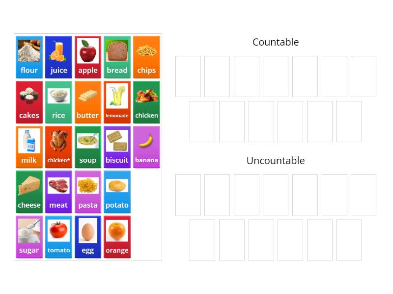 Prepare 1 Unit 6 p77 Countable and uncountable nouns - Group sort