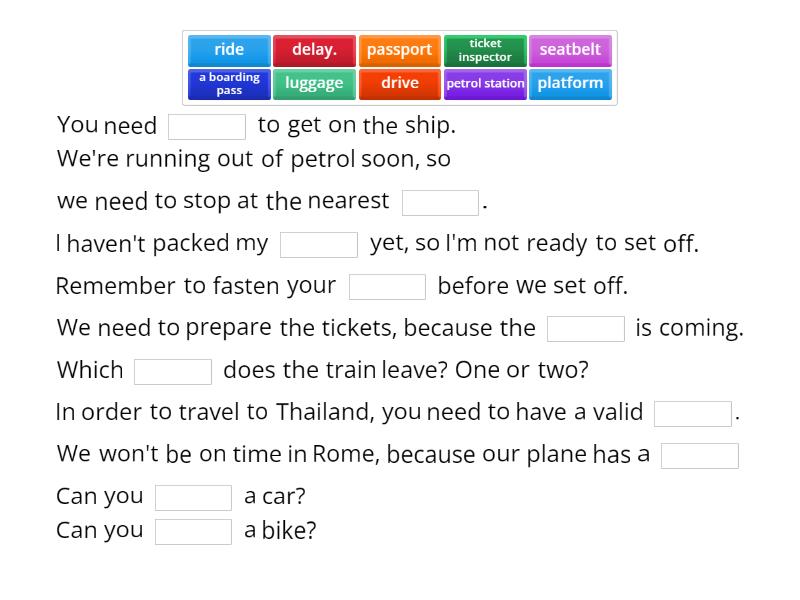 Transport - Complete the sentence