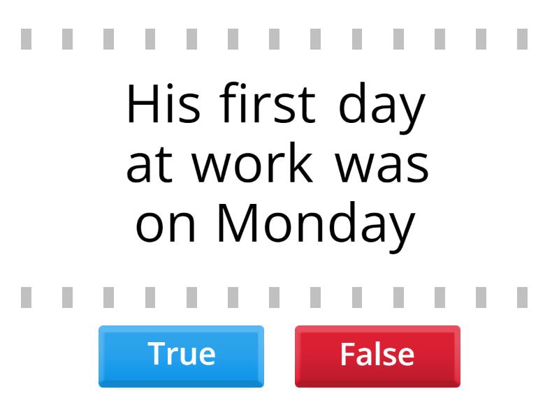 Billy's first day at work - YouTube video - Past Simple Practice - True ...