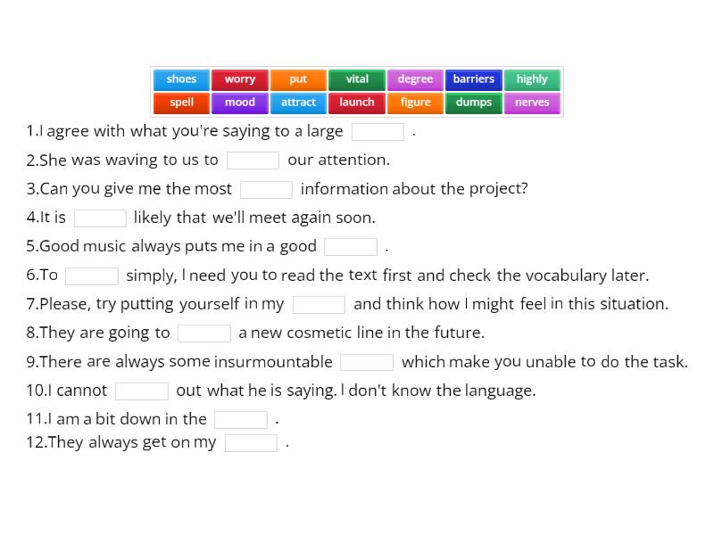 Gap filling - vocabulary - Complete the sentence