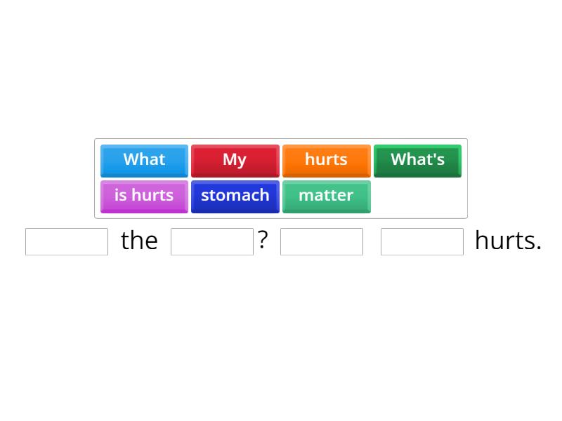What's the matter? What hurts? - Complete the sentence