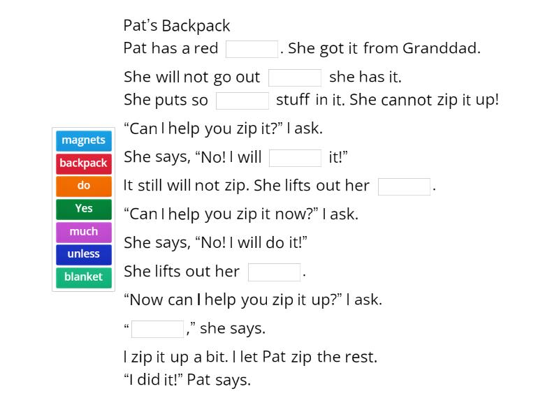 Grade 1 Cycle 13 Cloze Activity - Missing word