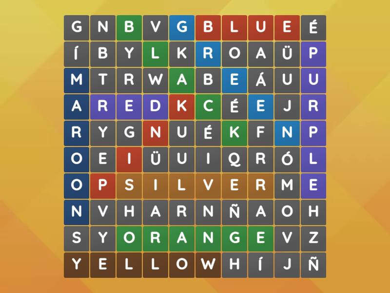 sopa de letras de los colores - Wordsearch