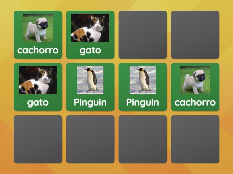 jogo da memória sobre animais - Combine os pares