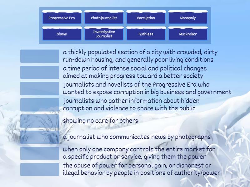 Progressive Era Vocabulary - Match up