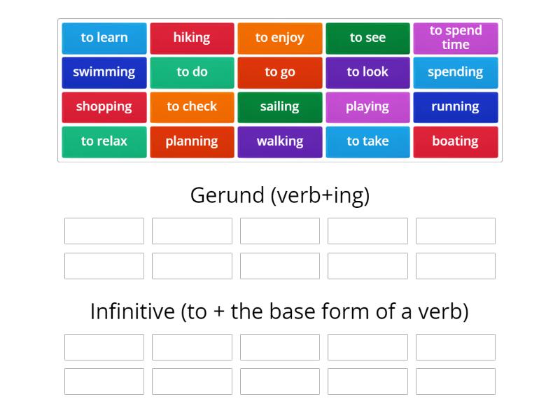 Gerunds and Infinitives - Group sort
