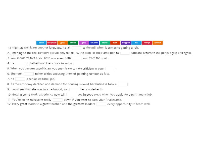 Advanced Expert 1A Vocabulary Revision - Missing word