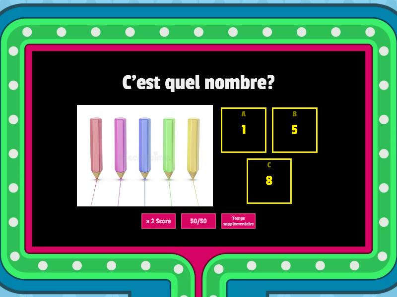 Les nombres de 1 a 20 - Gameshow quiz