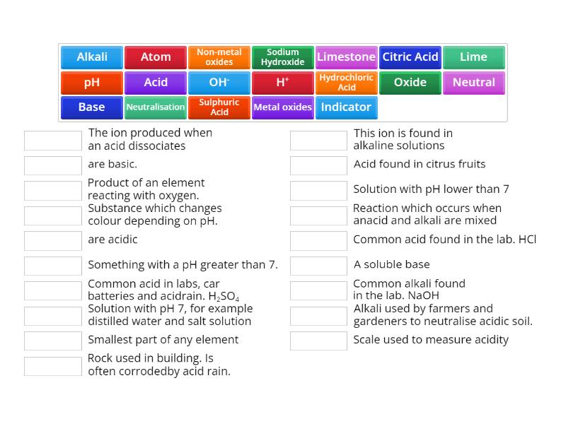 Acids & Alkalis - Match up