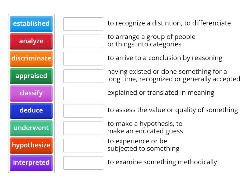 : Warm Up Vocabulary - Match up