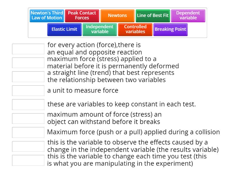 Science: Contact Forces words 8-16 - Match up