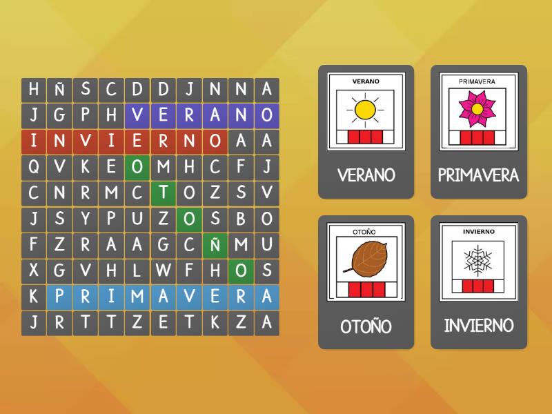 SOPA DE LETRAS ESTACIONES DEL AÑO - Wordsearch