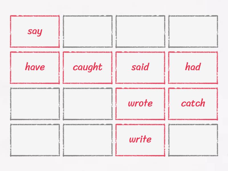 Past Tense Matching Game - Irregular Verbs - Matching pairs
