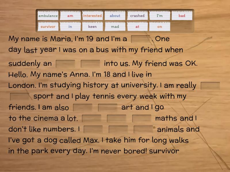 Vocabulary recap - Complete the sentence