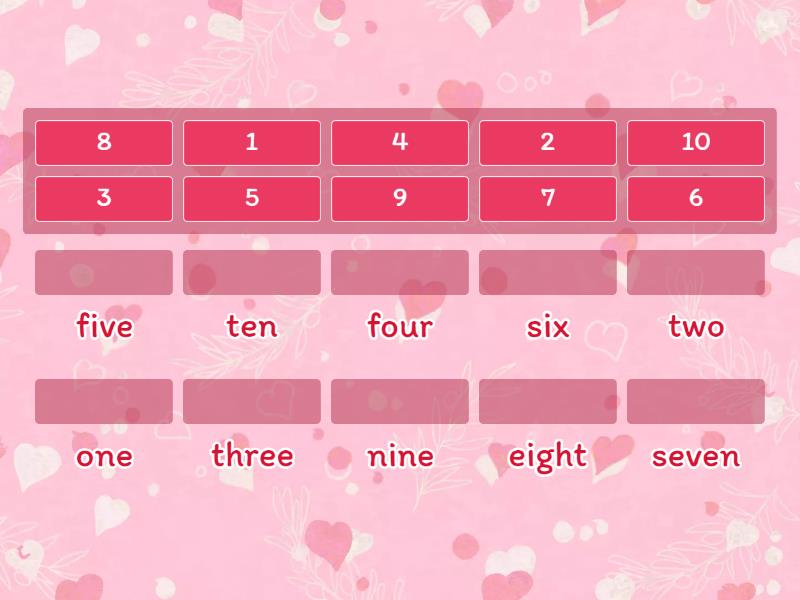 Matching number names and numerals 1-10 - Match up