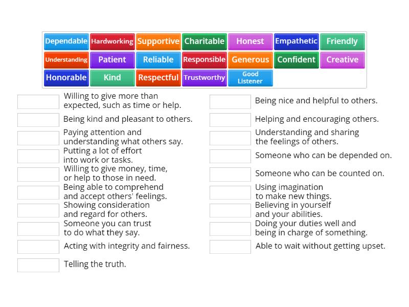 Personal Qualities- Vocabulary - Associação