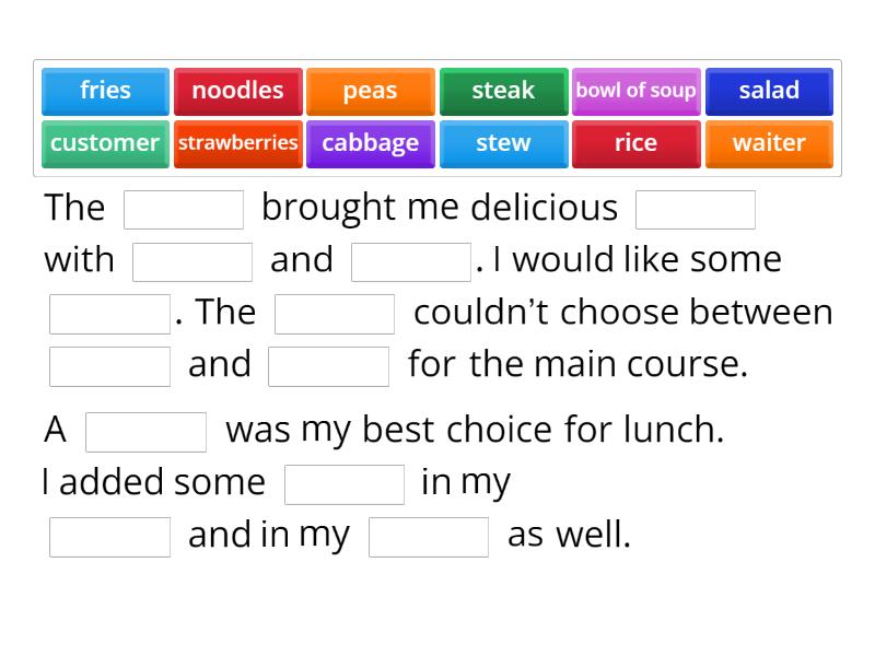 Restaurant - Complete the sentence