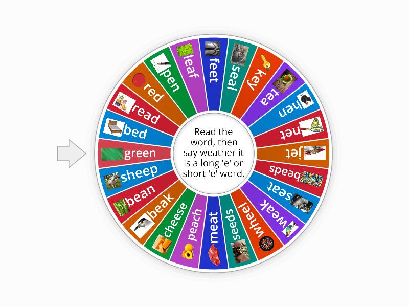Long 'e' and short 'e' words - Random wheel