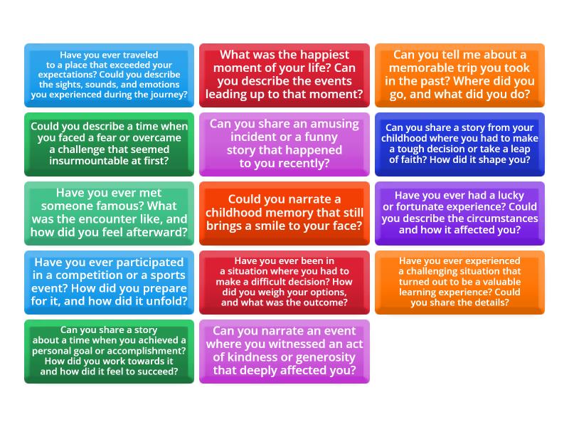 Narrative Tenses Conversational Questions - Flip tiles