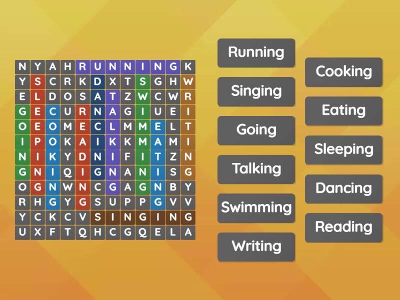Present Continuous Search - Wordsearch