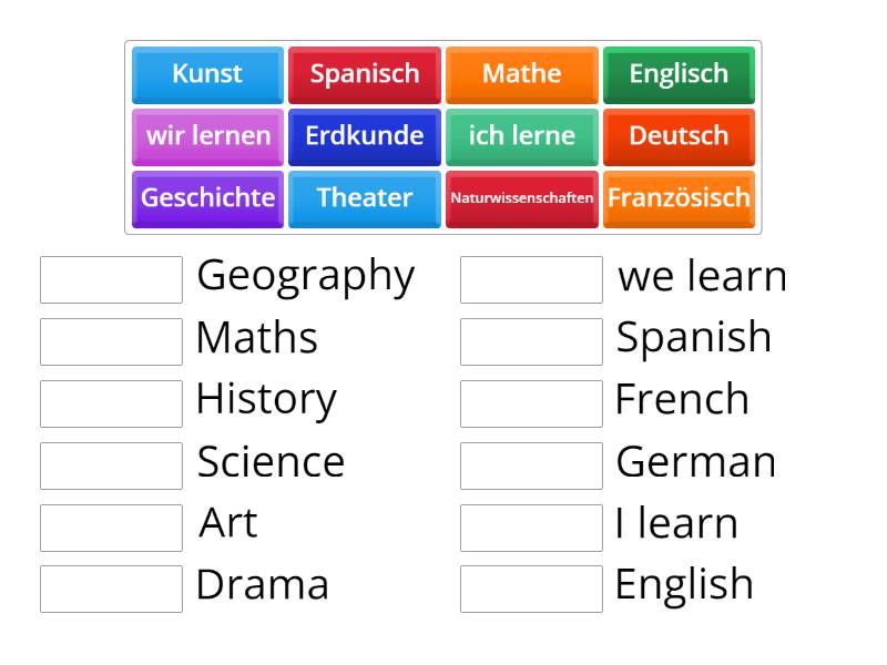 German Stage 1 - lernen (to learn) - Match up