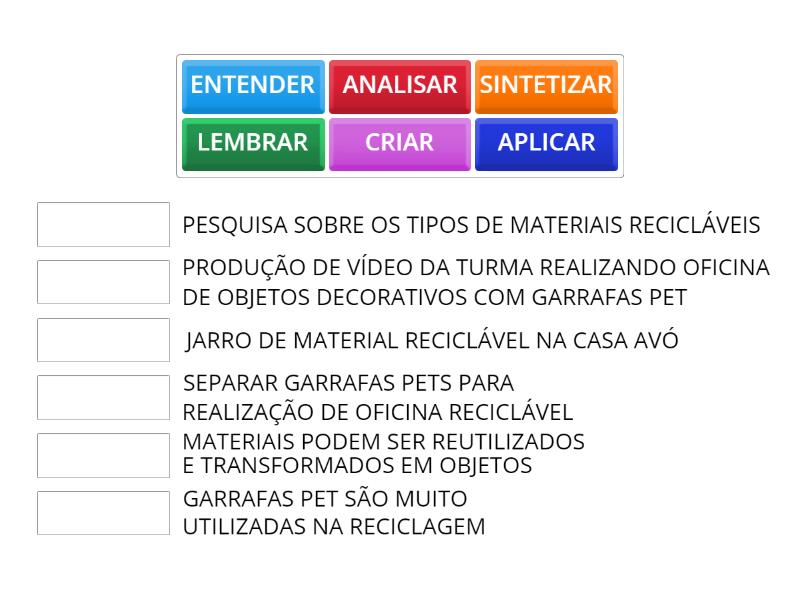 TAXONOMIA DE BLOOM - Une las parejas