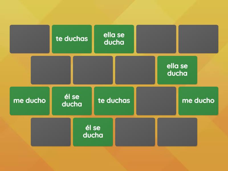 Reflexivos: me ducho, te duchas, se ducha... - Matching pairs