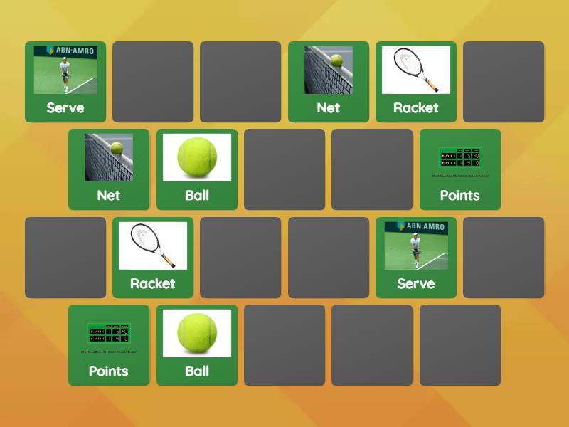 Tennis Vocabulary - Matching pairs