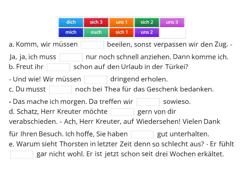 Menschen A2_L.11_Reflexivpronomen - Complete the sentence
